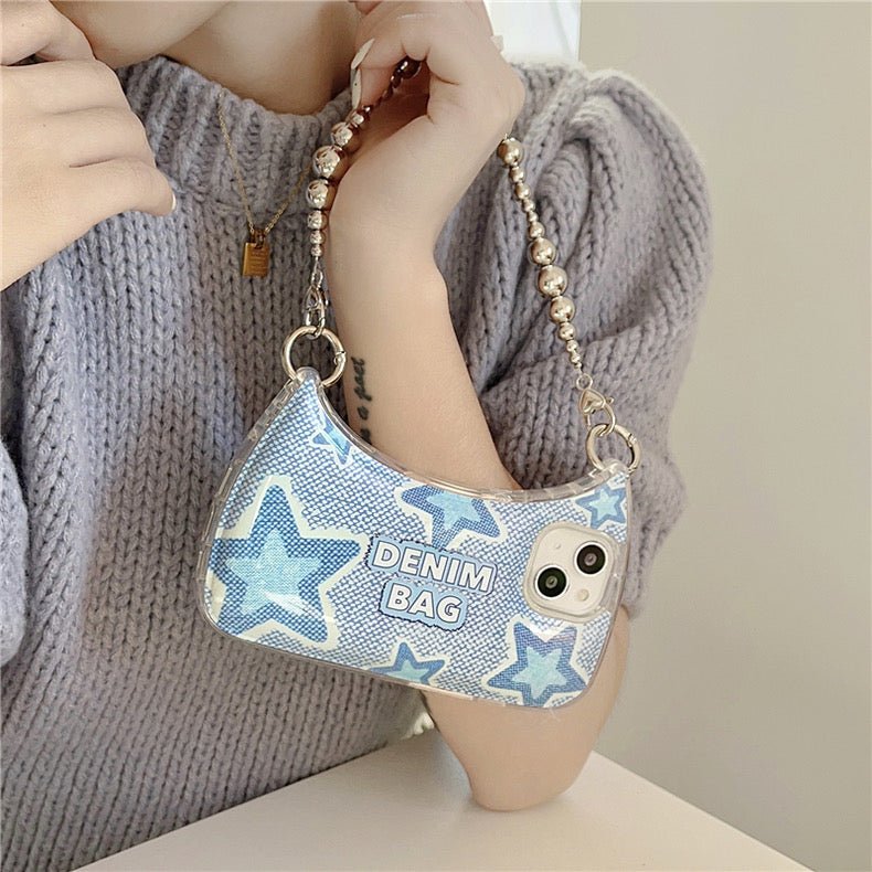 Blue Star Denim Handbag iPhone Case - Creamcy.com – CREAMCY